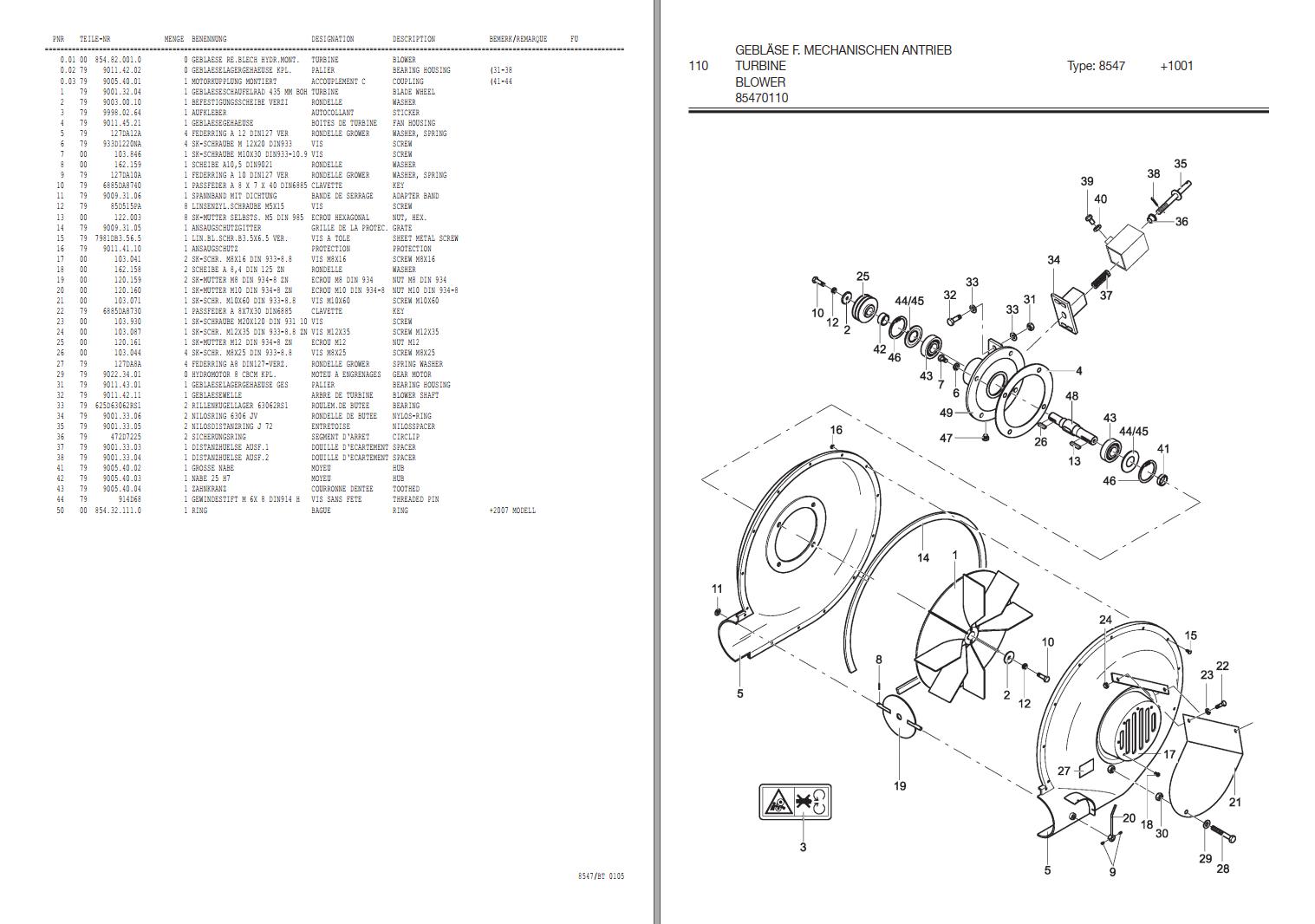 Pottinger Agricultural Aerosem F 5000 6000 Parts Catalog