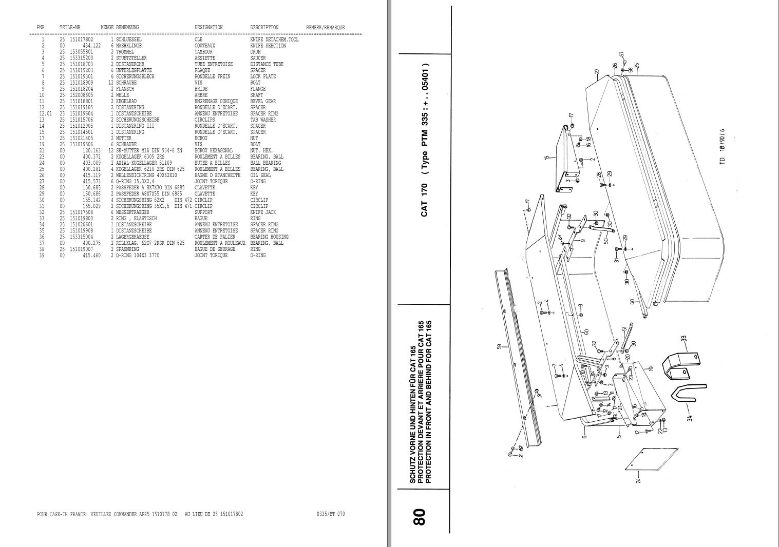 Pottinger Agricultural CAT 170 Parts Catalog