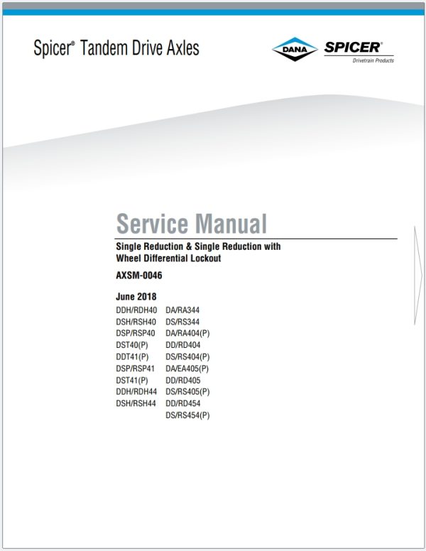 Dana Spicer Axles Installation Guide, Service Manual and Parts Catalog