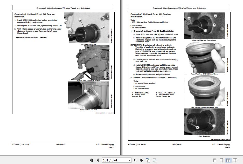 John Deere Diesel Engine Powertech Plus 9.0 L OEM Technical Repair ...