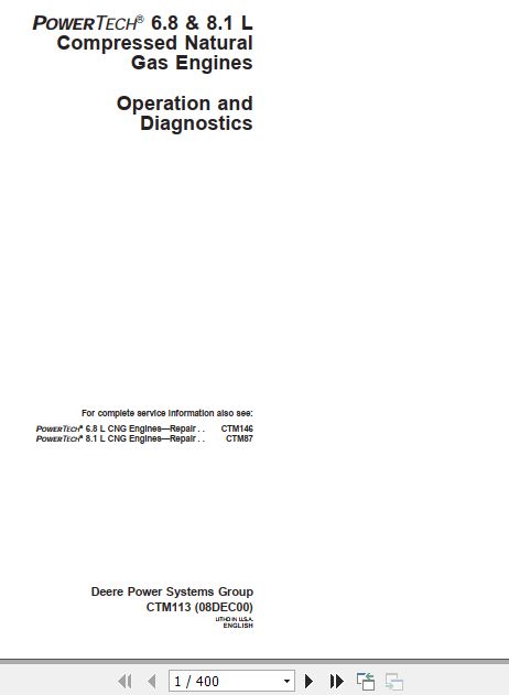 John Deere Engine Gas Engine Powertech 6.8L 8.1L Operation And ...