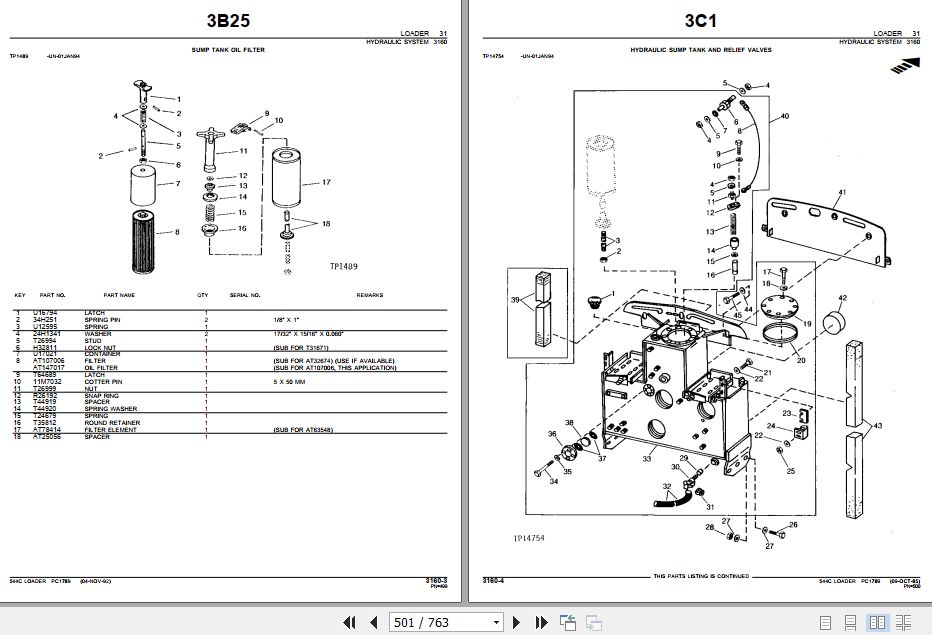 John Deere Loader 544C Parts Catalog PC1789