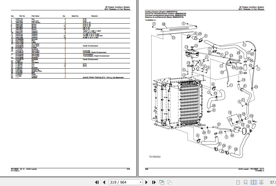John Deere Loader 624K Parts Catalog PC10058