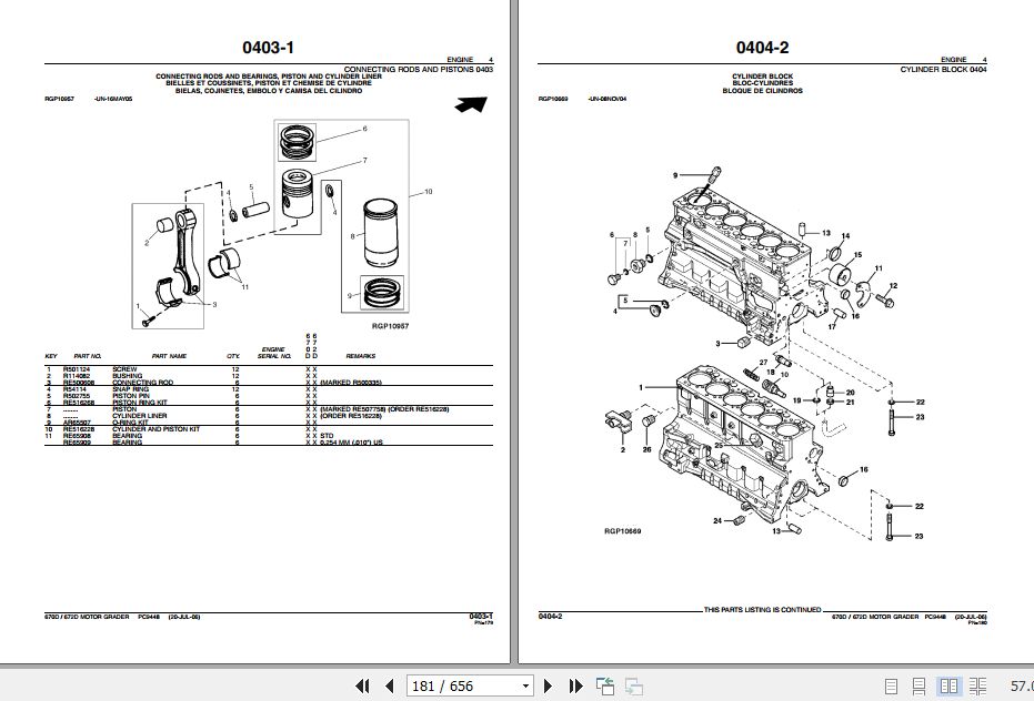 John Deere Motor Grader 670D 672D Parts Catalog PC9448