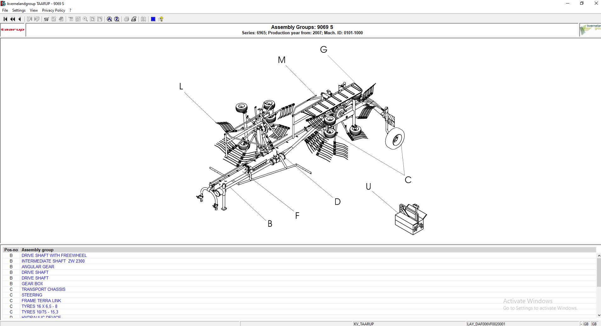 Kverneland TAARUP Agricultural Electronic Spare Parts Catalog How To Install Guide Instruction