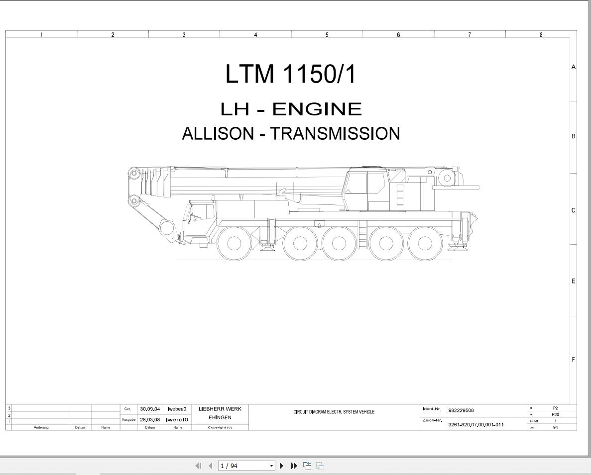 Liebherr Crane LTM 1150-1 Electrical and Hydraulic Diagrams