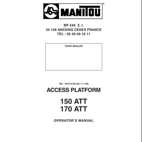 Manitou Access Platform 120TH Operator's Manual 547111