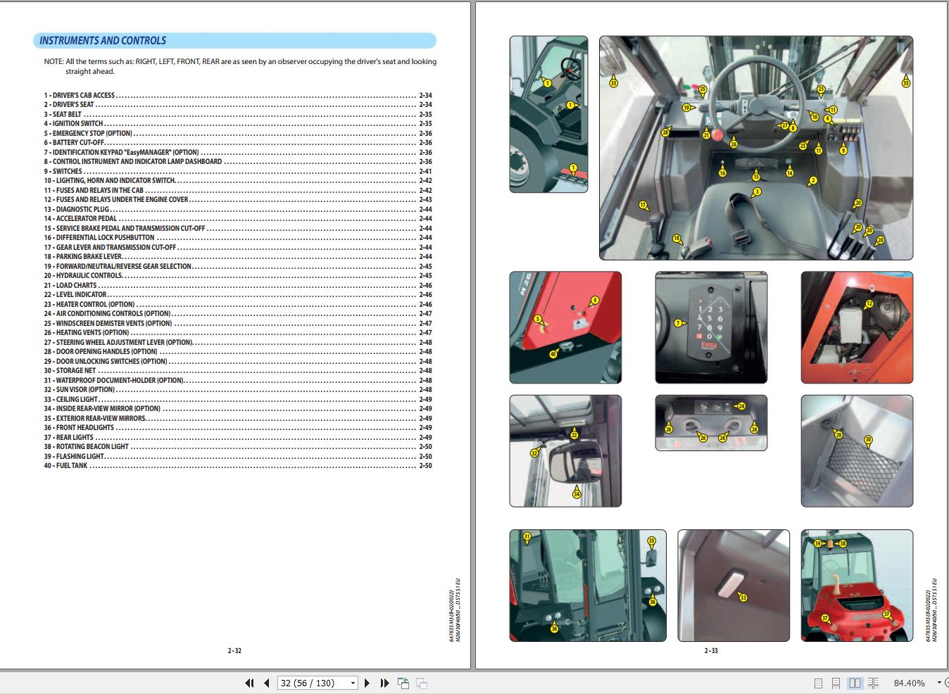 Manitou Forklift M26-2DST5S1EU To M50-4DST5S1EU Operator's Manual