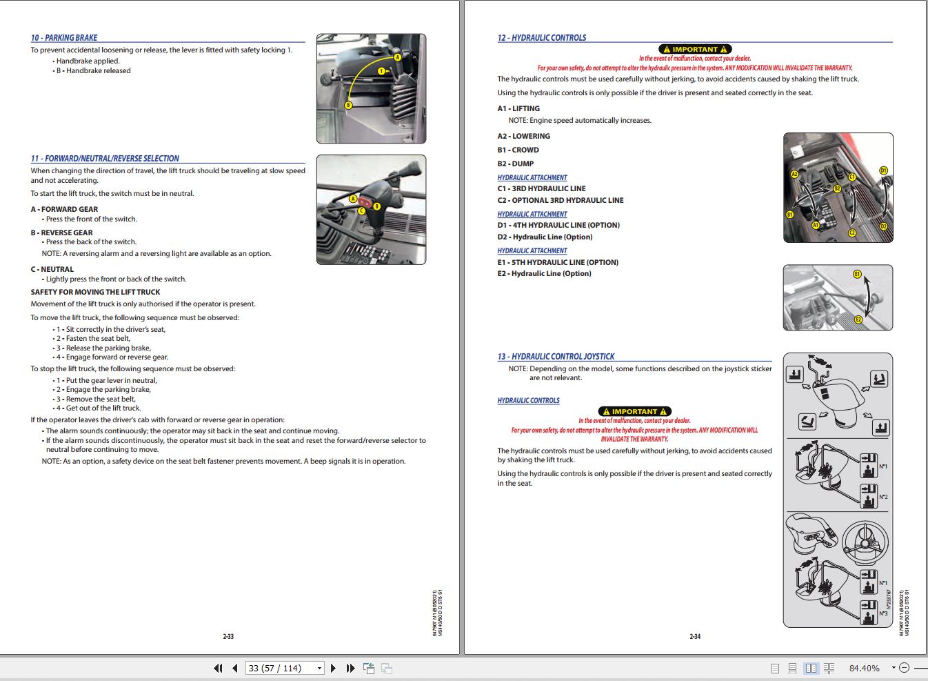 Manitou Forklift MSI40DDST5S1 MSI50DDST5S1 Operator Manual 647907EN ...
