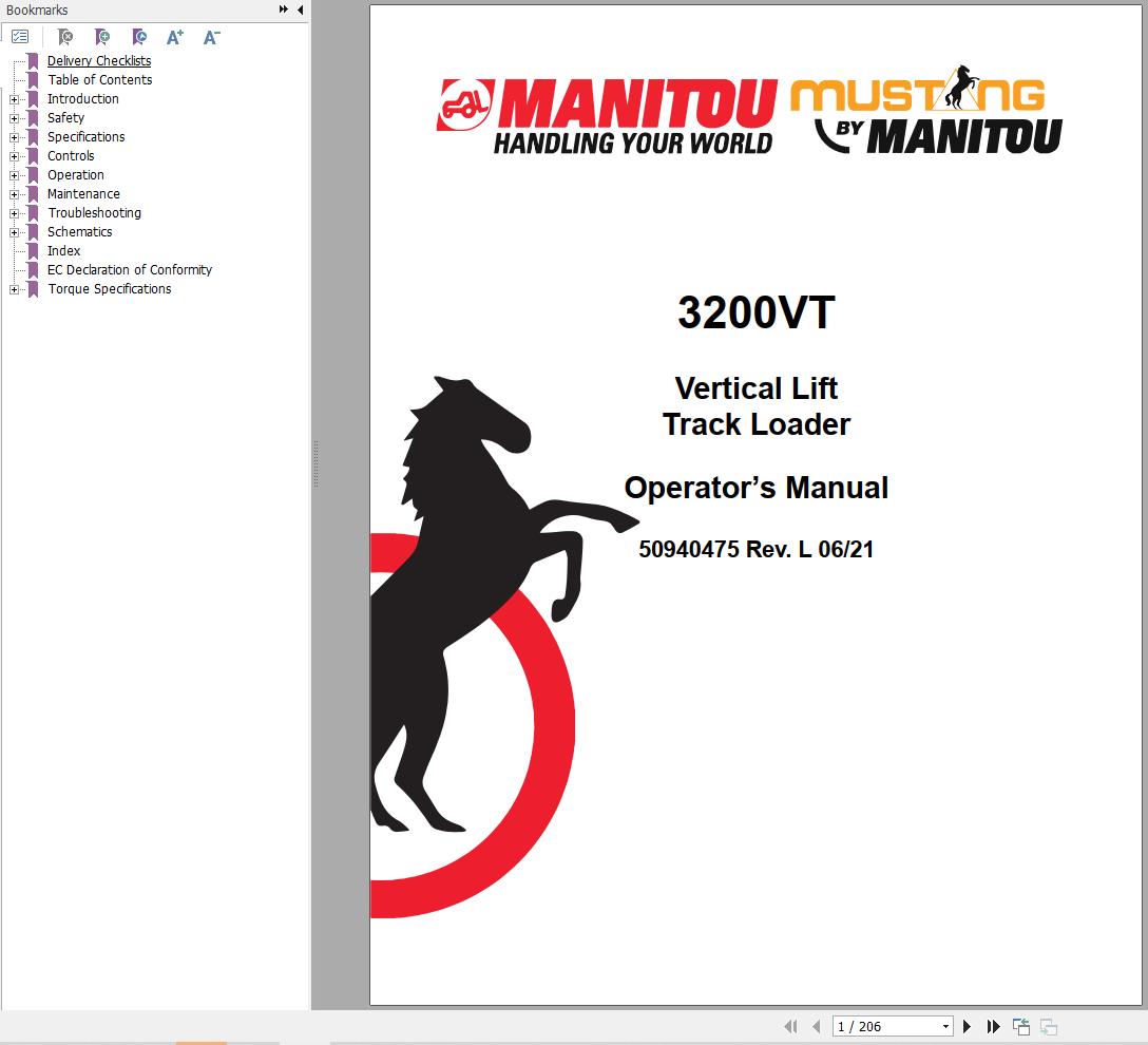 Manitou Loader 3200VT Operator's Manual 50940475L