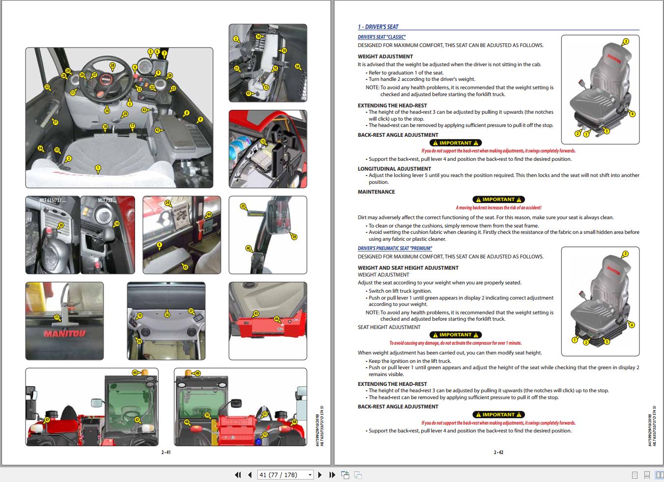 Manitou MLT635130PSDST4S1 To MLT733105DST4S1 TRACT LSU Operator Manual ...