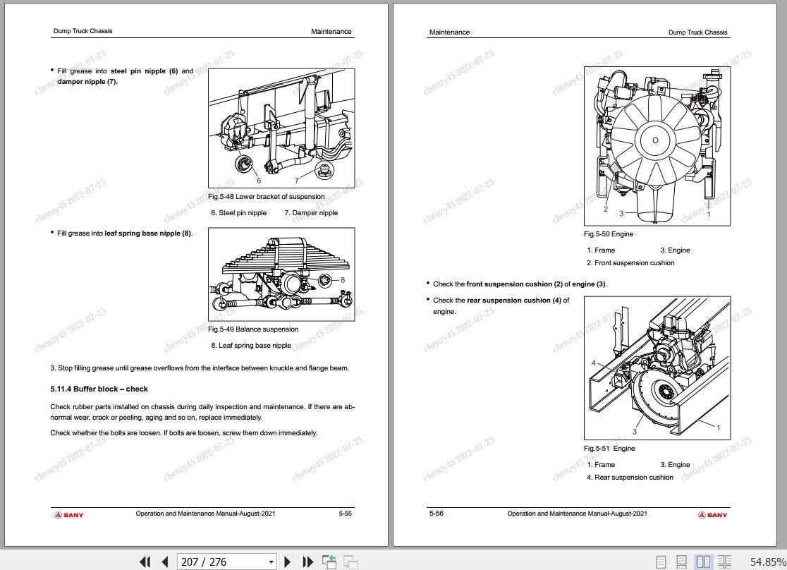 Sany Dump Truck Chassis SYM3250ZZX1E Operation and Maintenance Manual EN