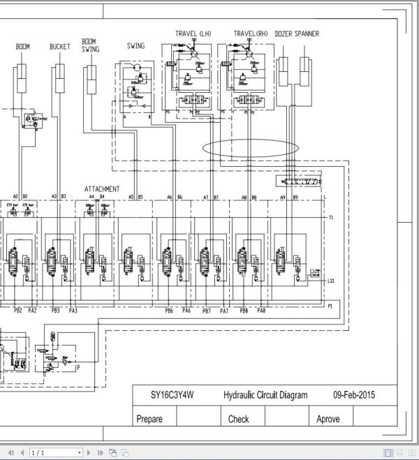 Sany Excavator SY16C Electrical and Hydraulic Schematic EN DE