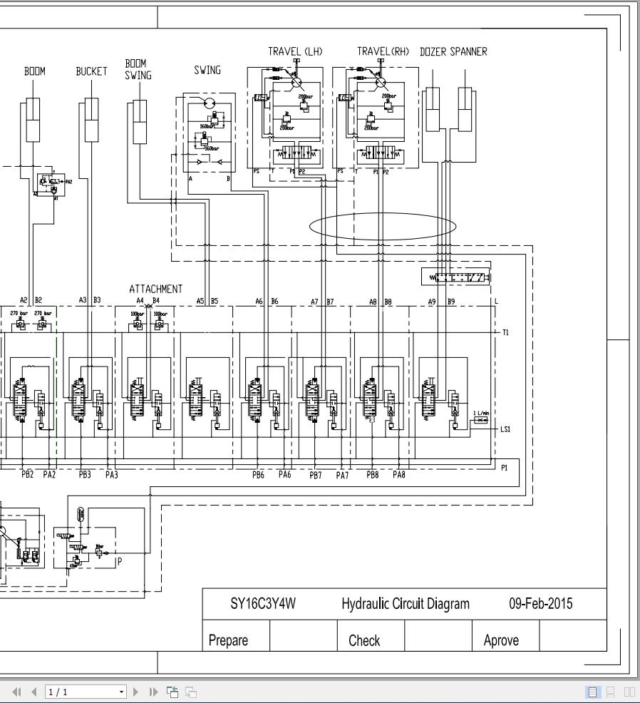 Sany Excavator SY16C Electrical and Hydraulic Schematic EN DE
