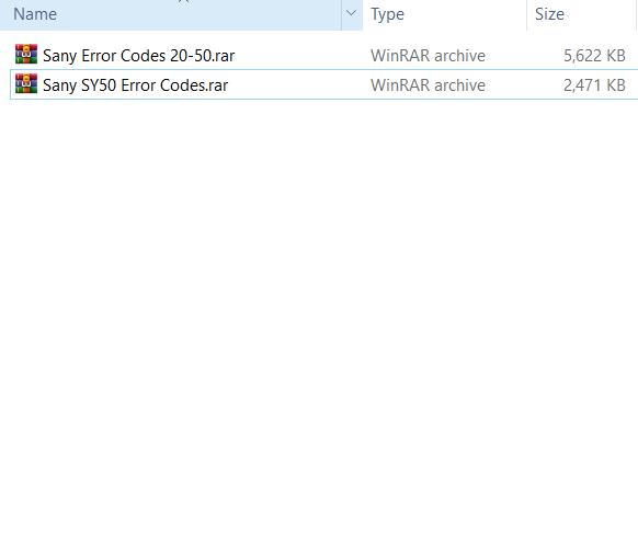 Sany Excavator SY50 Error Codes EN