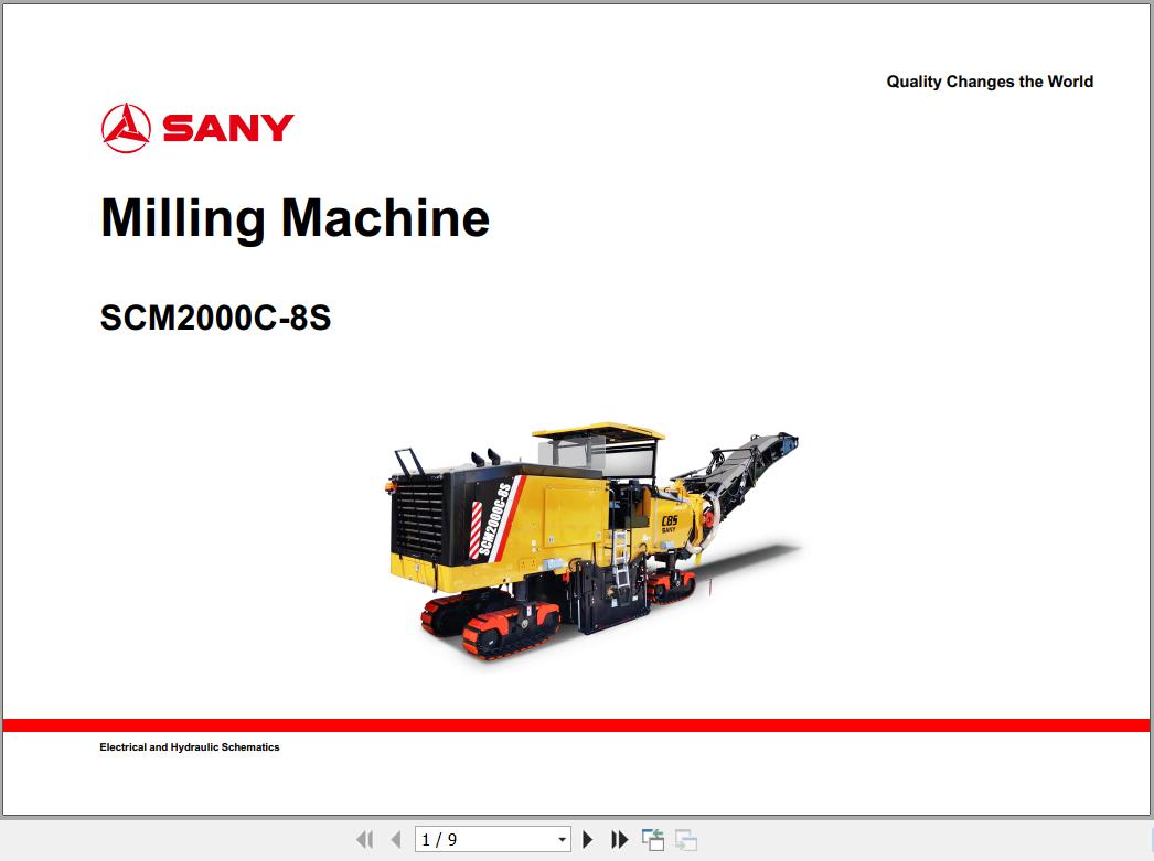 Sany Milling Machine SCM2000C-8S Electrical and Hydraulic Schematics EN