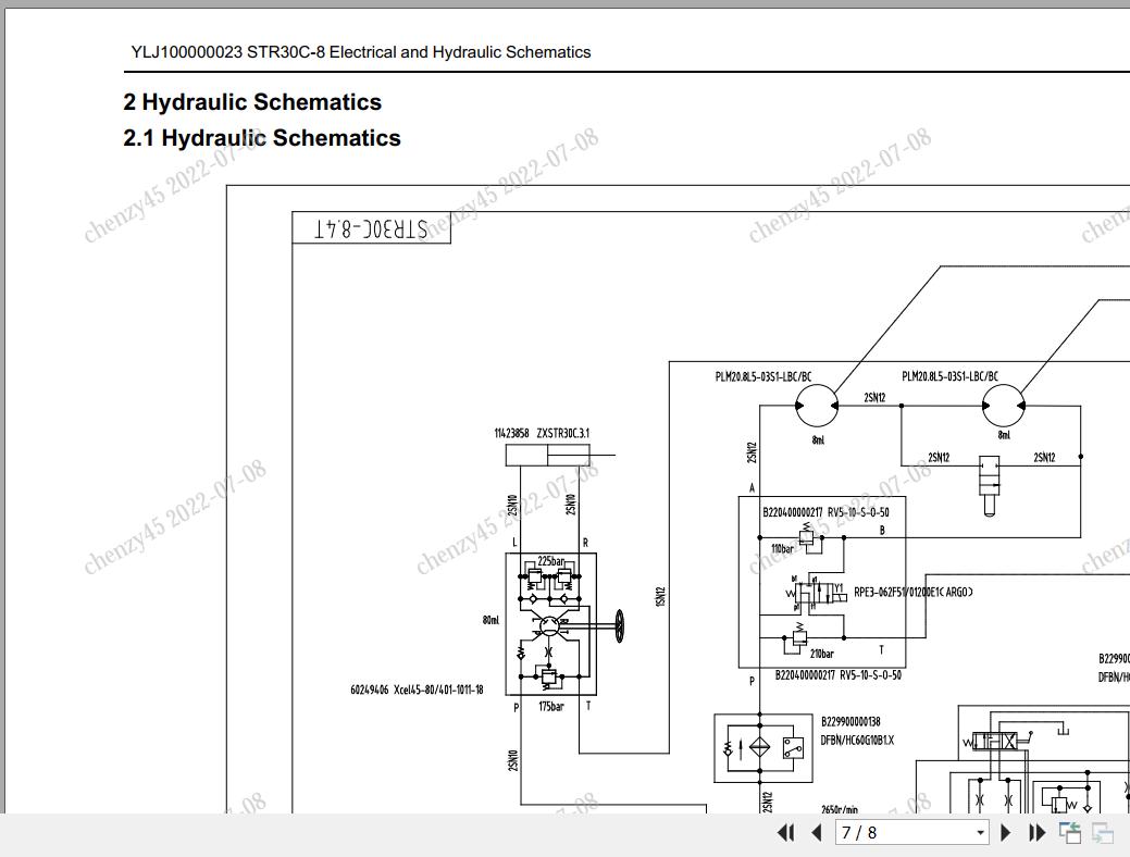 Sany Tandem Roller STR30C-8 Electrical and Hydraulic Schematics EN