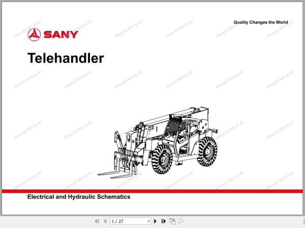 Sany Telehandler STH0844A Electrical and Hydraulic Schematics EN