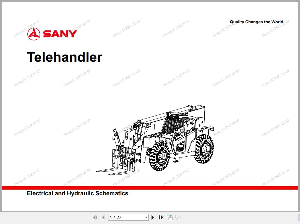 Sany Telehandler STH0844A Electrical and Hydraulic Schematics EN