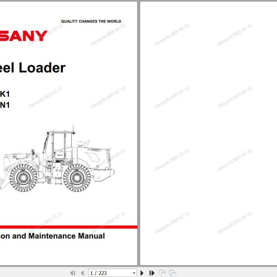 Sany Wheel Loader SW955K1 Operation and Maintenance Manual EN