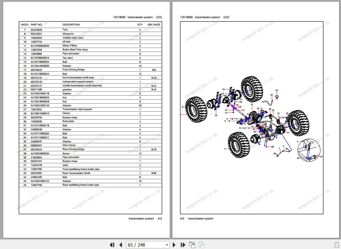 Sany Wheel Loader SYL956H5 Parts Book 13539579 EN