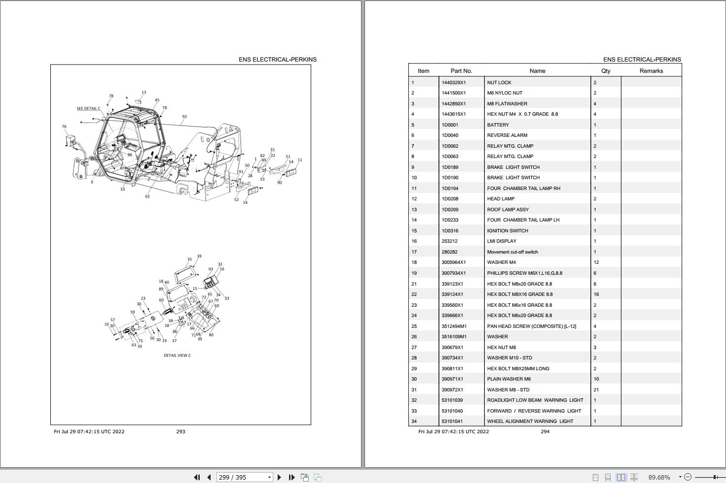 Manitou Telehandler MXT 1740 Parts Manual