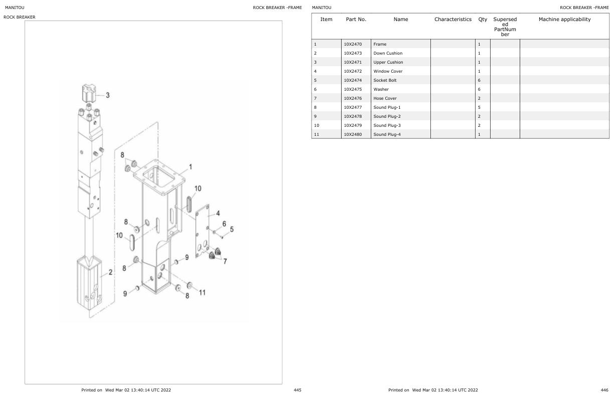 Manitou Backhoe Loader MBL-X-900 Parts Catalog