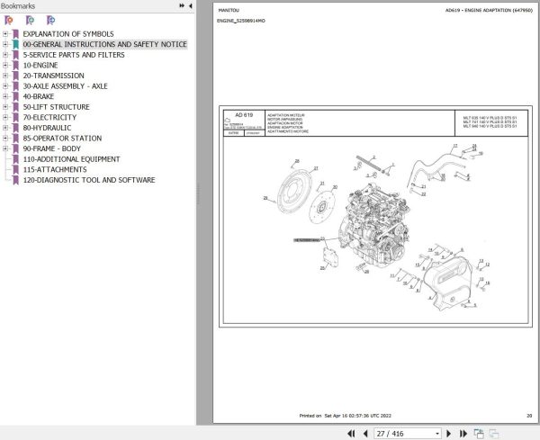 Manitou MLT 635 to MLT 940 140 V PLUS D ST5 S1 Parts Catalog 647950