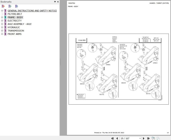 Manitou Platform 150 AETJ Parts Catalog 547378