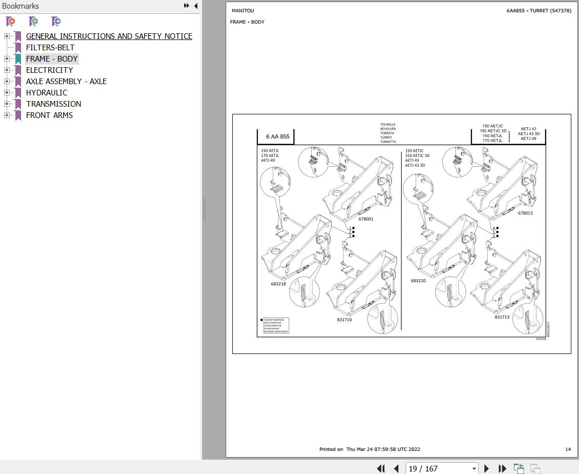 Manitou Platform 150 AETJ Parts Catalog 547378