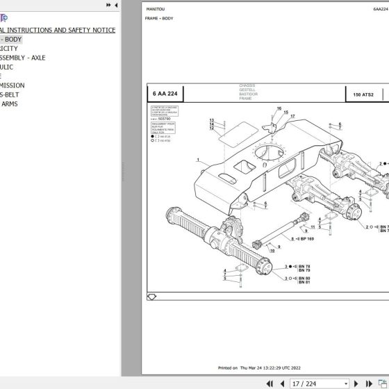 Manitou Platform 150 AETJL Parts Catalog 547378