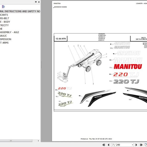 Manitou Platform 220 TJ ST5 S1 Parts Catalog 647844