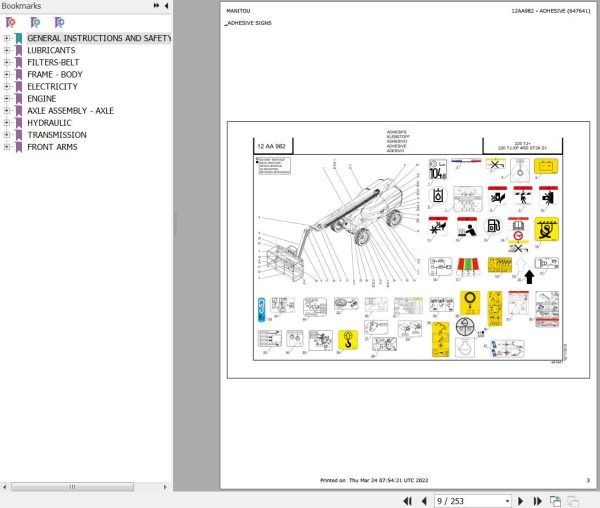 Manitou Platform 220 TJ-XP 4RD ST3A S1 Parts Catalog 647641