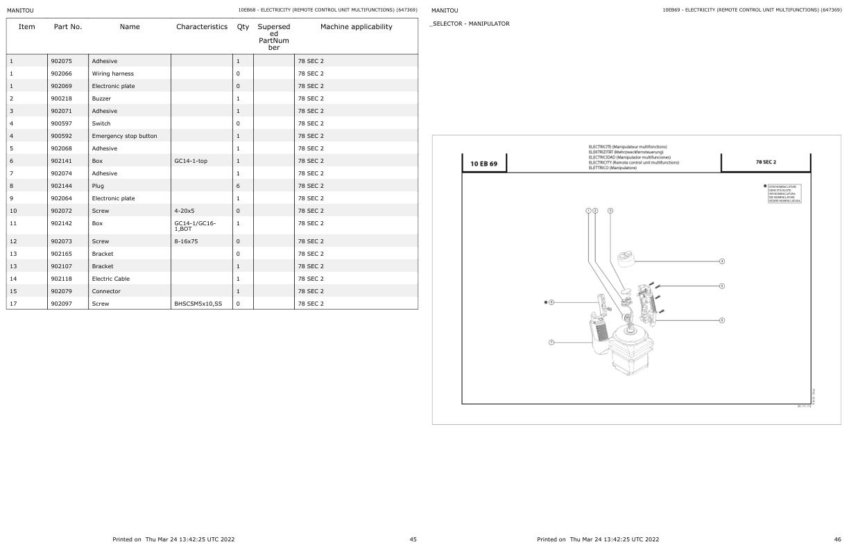 Manitou Platform 78 SEC 2 Parts Catalog 647369