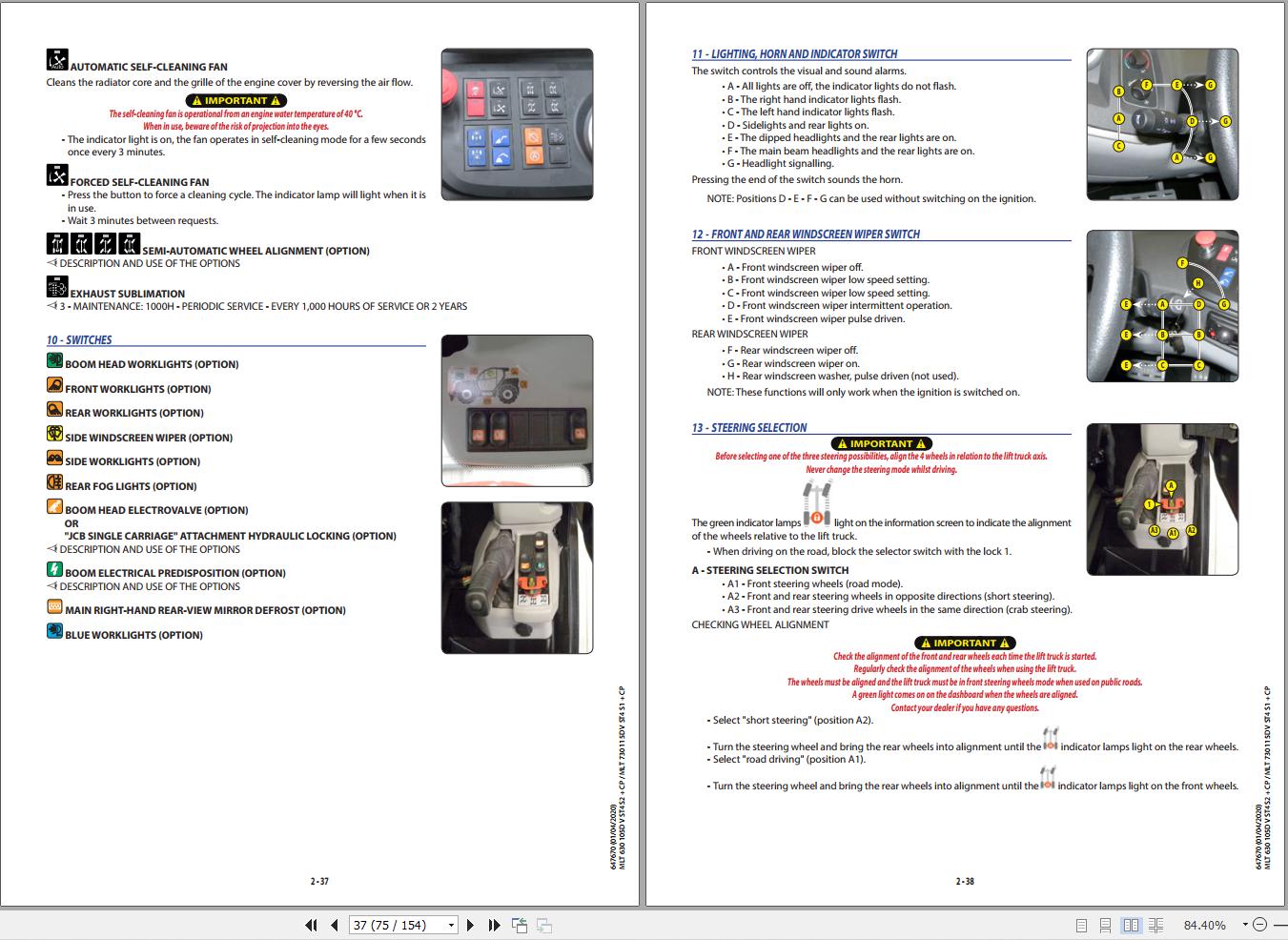 Manitou Telescopic Handlers MLT 630 105D V CP ST4 S2 Operator Manual 647670