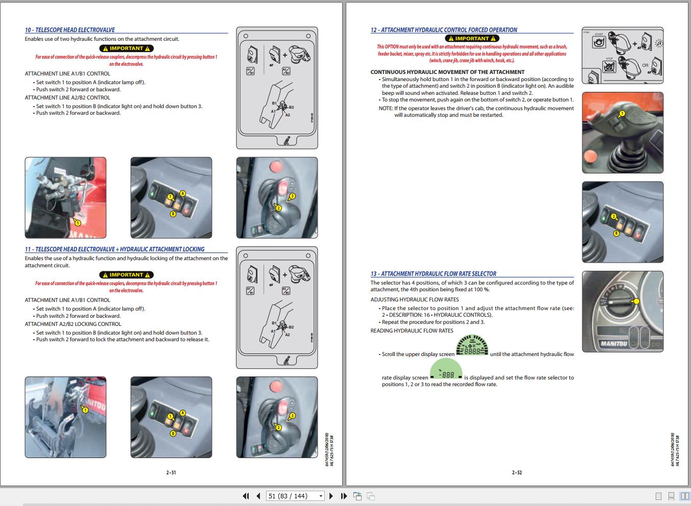 Manitou Telescopic Handlers MLT625-75HST3B Operator Manual