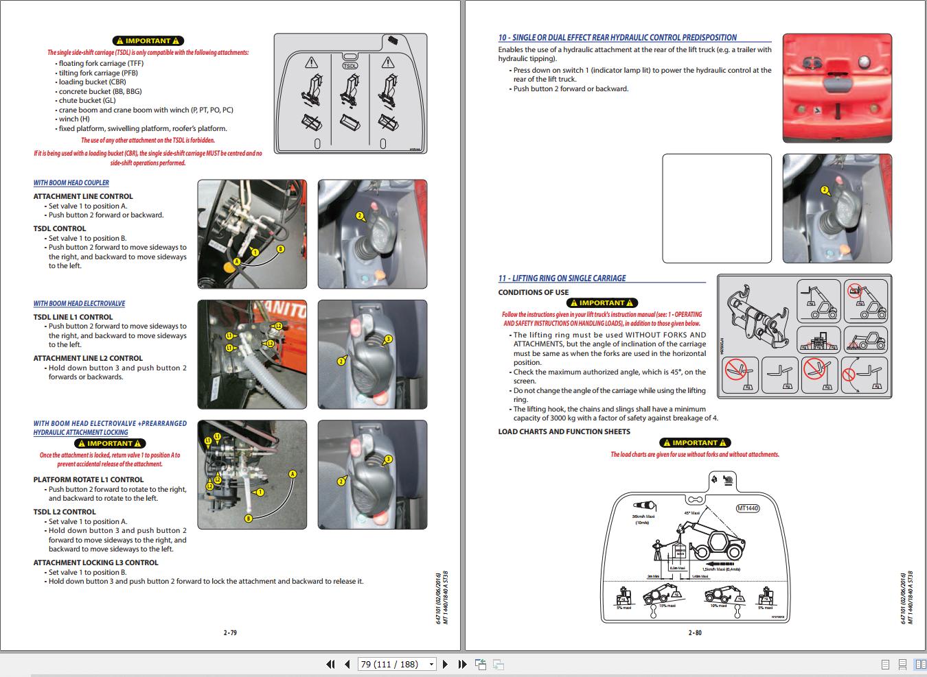 Manitou Telescopic Handlers MT1440AST3B MT1840AST3B Operator Manual 647101