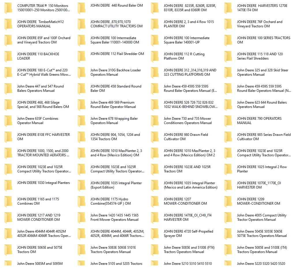 John Deere Machine Operator Technical Manuals Parts Catalog PDF Request