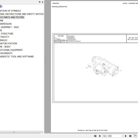 Manitou Telehandler MLT 523 526 TURBO Parts Catalog 547006