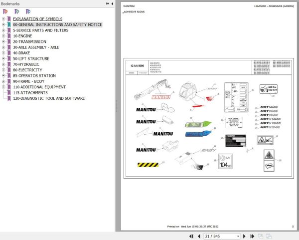 Manitou Telehandler MRT 1440 EASY 75P 400 ST3B S2 Parts Catalog 649055