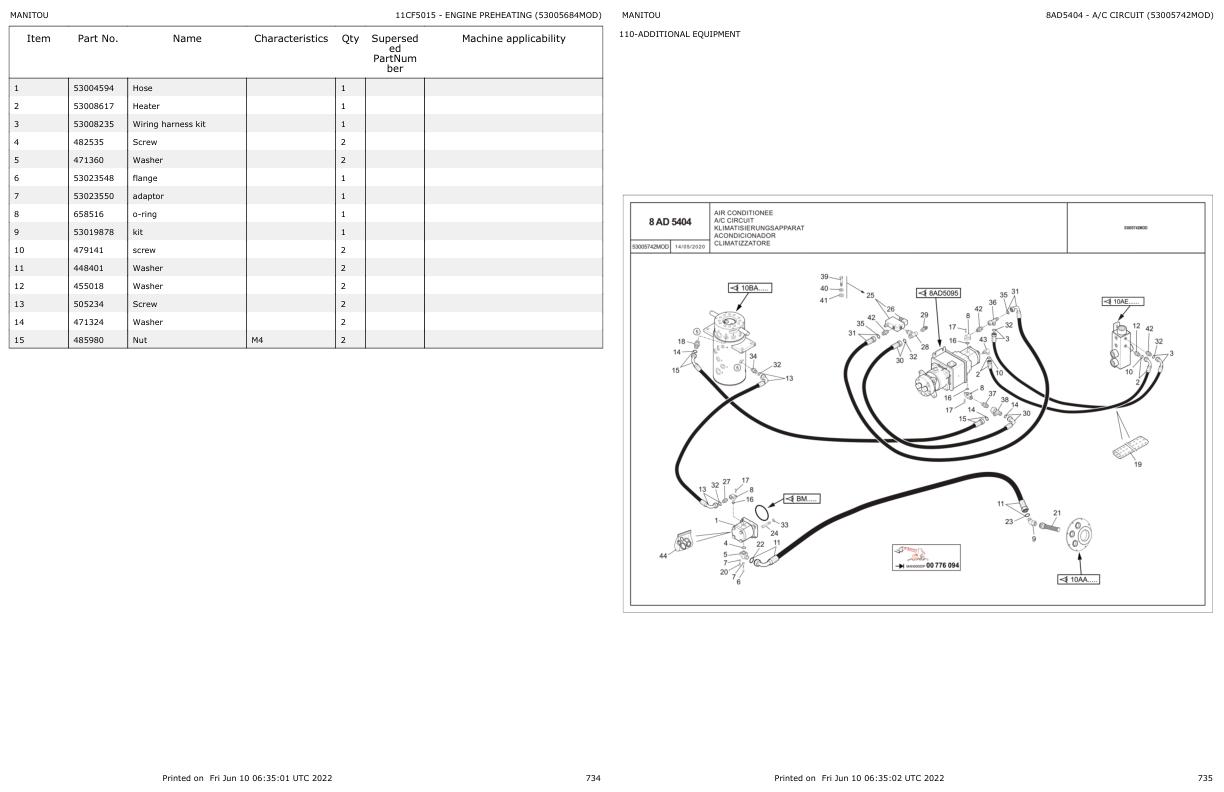 Manitou Telehandler MRT 3255 PRIVILEGE PLUS ST4 Parts Catalog 648875