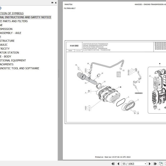 Manitou Telehandler MRT Series MRT-X Series Parts Catalog 649055