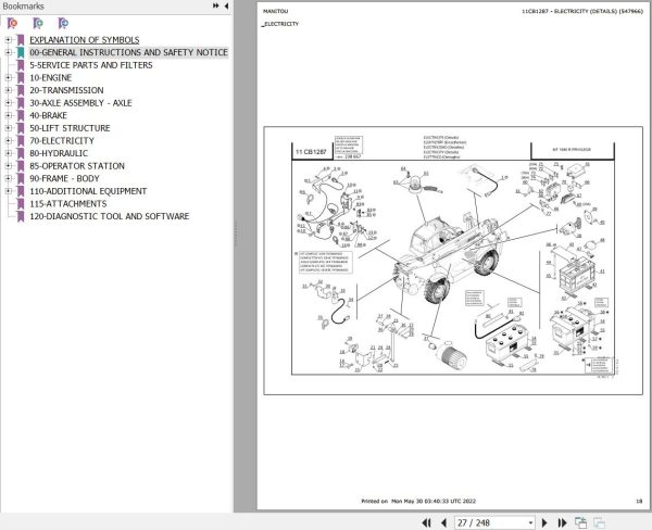 Manitou Telehandler MT 1058 R PRIVILEGE Parts Catalog 547966