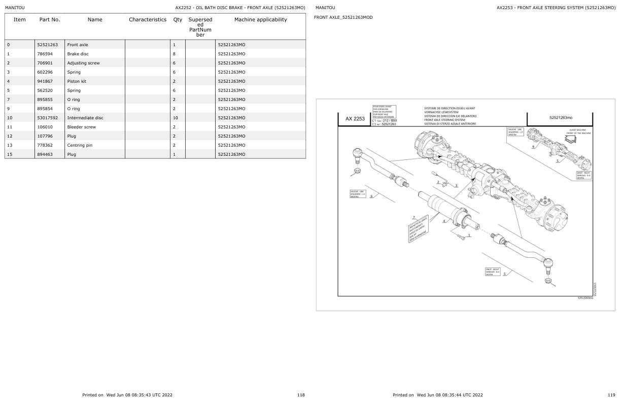 Manitou Telehandler MT 1335 H EASY 75D ST5 S1 Parts Catalog 647762