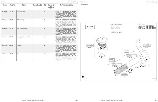 Manitou Telehandler MT 1337 SL Parts Catalog 547049
