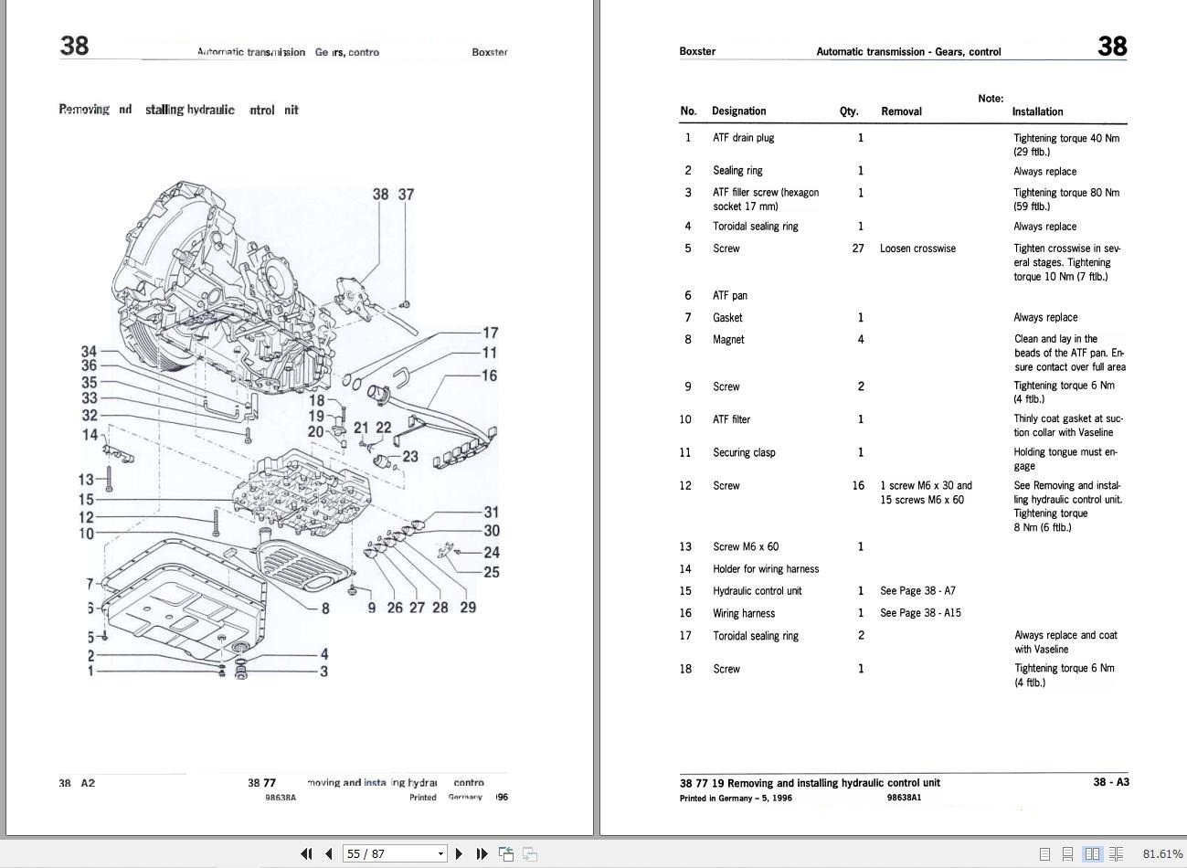 Porsche 986 Boxster Electric Diagram and Workshop Manual