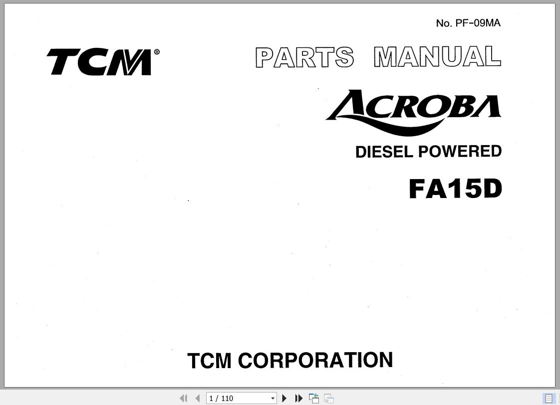 TCM Forklift Acroba FA15D Parts Catalog PF-09MA