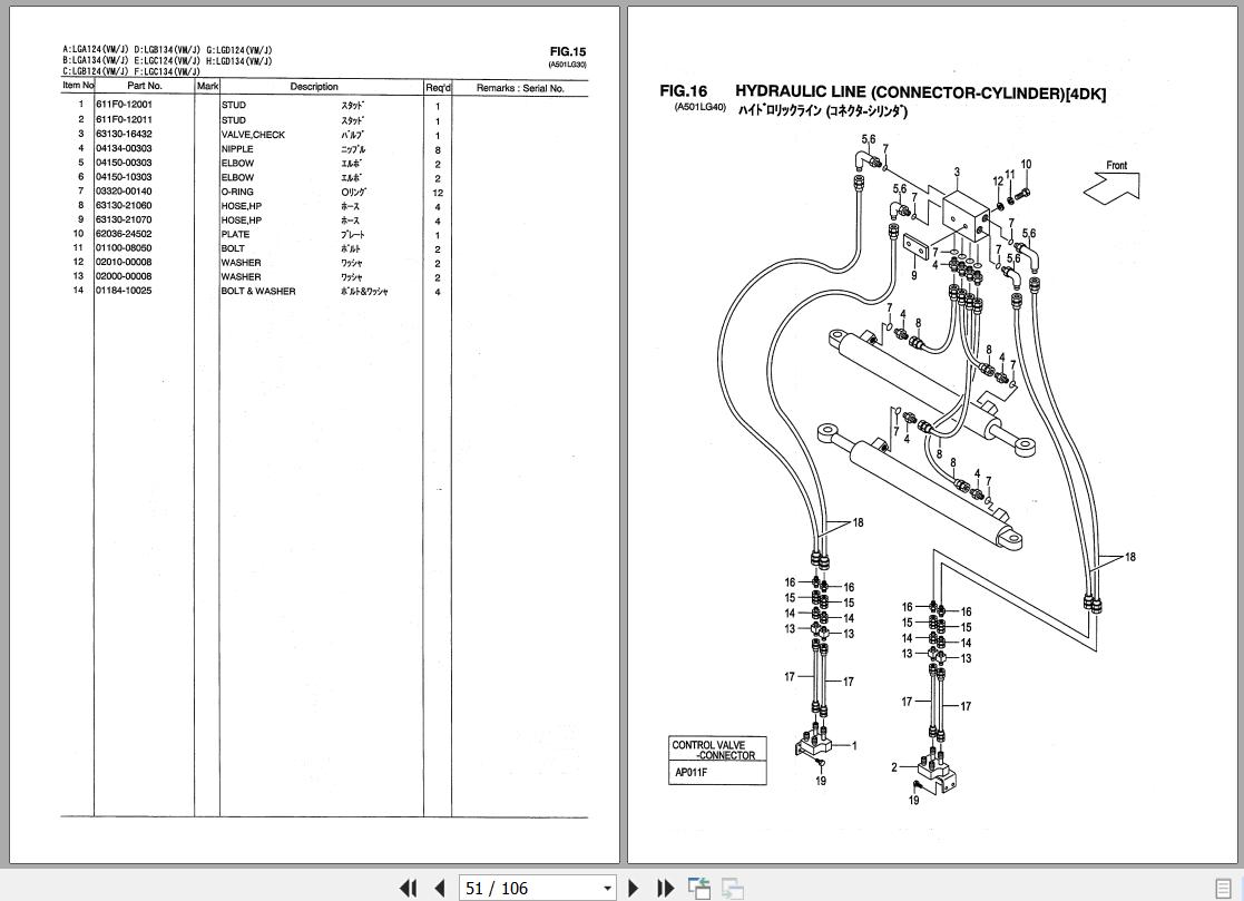 TCM Forklift FD10 to FG18 C19 T19 C19H T9H W9H Attachment Parts Catalog PA-18BA