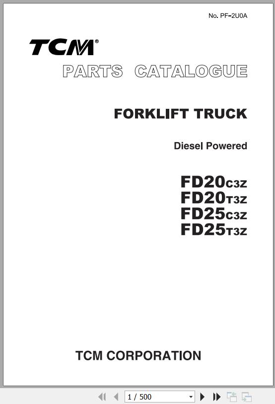 TCM Forklift FD20 FD25 C3Z T3Z Parts Catalog PF-2U0A