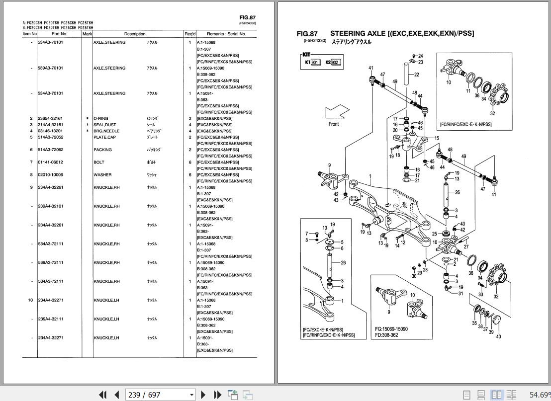TCM Forklift FD20 FD25 FG20 FG25C6H T6H W6H Parts Catalog PF-37AD